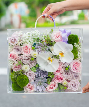 Hộp mica Lux mica flower 05, shop hoa tươi online